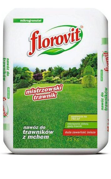 Nawóz Do Trawy z Mchem Mineralny Granulat 25kg Mistrzowski Trawnik Florovit | Gardenflora.pl